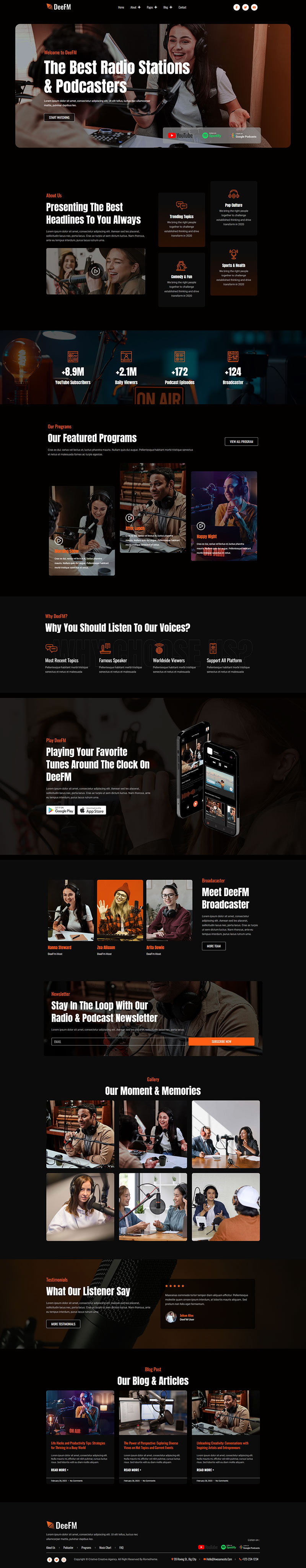DeeFM - Radio Station & Podcaster Elementor Pro Template Kit by Rometheme